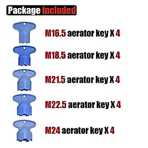 JQK Cache Faucet Aerator Key, Removal Wrench Tool for M 16.5 18.5 21.5 22.5 24 cache aerators, 5 Set (Pack of 4), HAK5S-P4