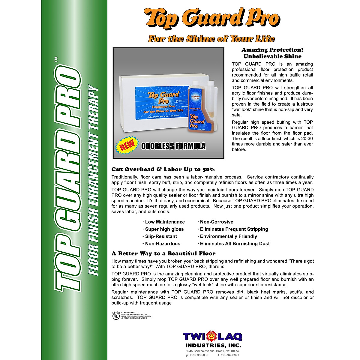 TOP GUARD PRO - Industrial and Commercial Cleaning Supplies Floor Protection, Surface Shield, Creating a Lustrous Wet Look Shine Floor Finish, Floor Shine for All Floors (6x1 Liter)