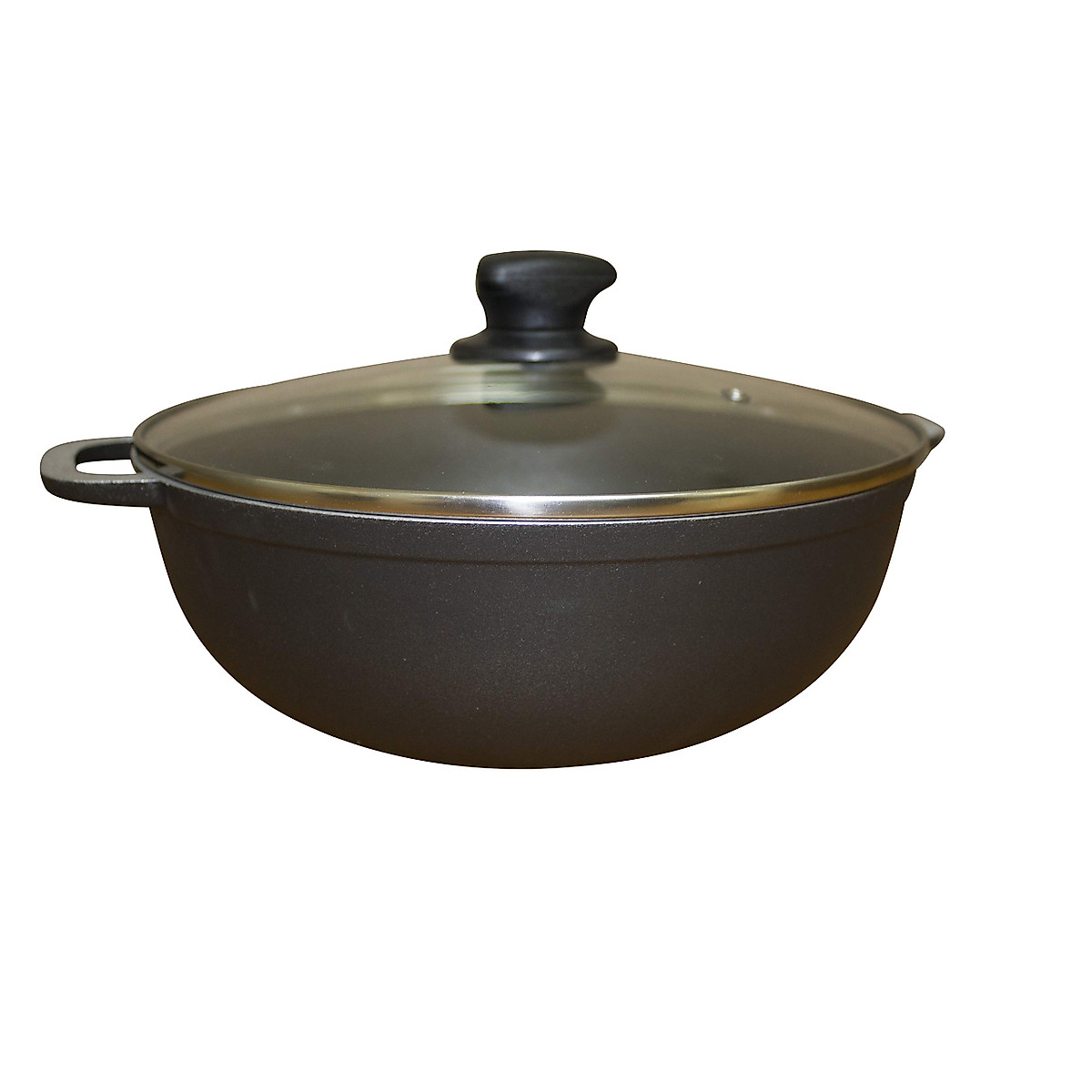 IMUSA USA Black 3.5Qt Nonstick Caldero with Glass Lid and Steam Vent (Dutch Oven), 3.5-Quarts