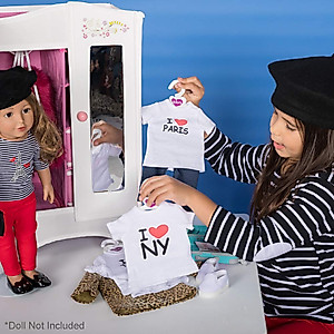 Adora Amazon Exclusive - 18” Girl Doll Clothes and Accessories Set Includes Jet-Set Luggage, White Shirts, Passport & Cellphone, Stylish Outfit and White Slip on Sneakers