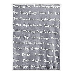 CIMA Healing Positive Blanket, Gift for People Need Hug Strength Company, Thoughts Positive Energy Love & Hope & Fluffy Comfort (50 x 60 Inch Grey)