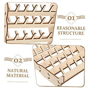 EXCEART Spool Stand Display Shelves Display Shelf Spool Holder Storage Stand for Spool Thread Holders for Spools of Thread Desktop Thread Holder Wooden Sewing Thread Line Regiment