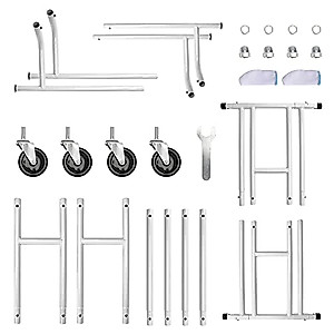 Fishat Heavy Duty Double Rod Garment Rack & Laundry Hamper Butler Cart Basket