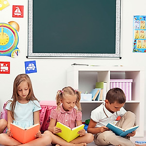 Zonon 65 Feet Bulletin Board Borders Black and White Polka Dots Striped Grid Borders Decorative Straight Wavy Rolled Border Trim Borders Classroom Back to School Decor(Black Painted Dots)