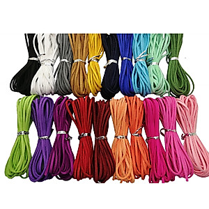 100 Yards 20 Bundles 2.6mm Suede Leather Cords Leather Lace Flat Faux Suede Cord String Thread Velvet Cord for Necklace, Bracelet, Beading and DIY Crafts (Color-2) #205