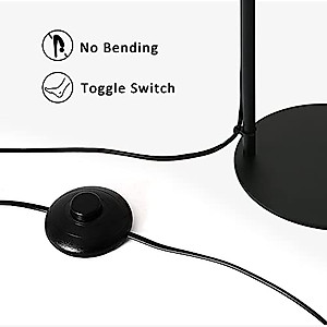 SUNLLOK Boho Rattan Floor Lamp with Foot Switch, Industrial Bamboo Semicircle Lampshade Standing Lamp, Modern Black Woven Tall Floor Light for Living Room, Kitchen Island, Bedroom, Office Restaurant