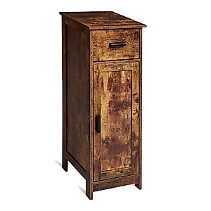 Tianlang Retro Industrial Storage Cabinet,Floor Cabinet with 1 Drawer and 1 Doors,Multifunctional Cabinet for Living Room,Kitchen,Bathroom,Easy to Place Stable Wood Frame，Retro Brown LJBC001F