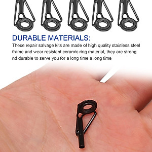 50 Pieces Fishing Rod Tip Repair Kit Rod Tips Kit Replacement for Freshwater Saltwater Rods Stainless Steel Ceramic Ring Guide Replacement Kit
