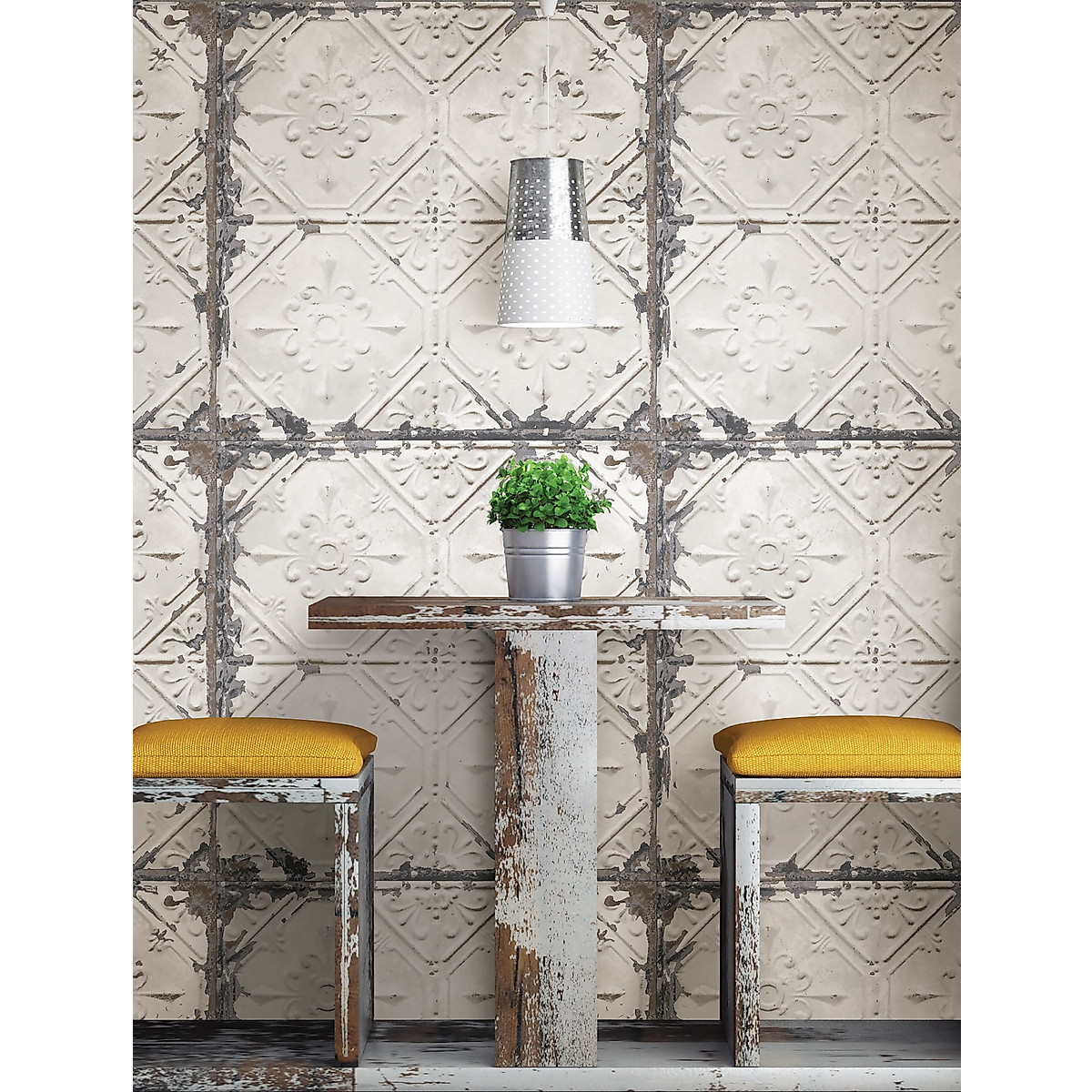 NuWallpaper Vintage Tin Tile Peel & Stick Wallpaper
