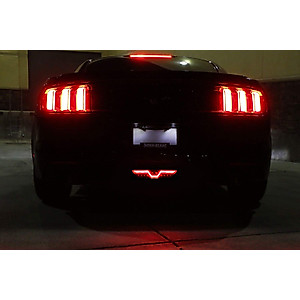 iJDMTOY Smoked Lens LED Rear Foglamp Compatible With 2015-2017 Ford Mustang, Full Red LED Tail Light Assembly Functions as Reverse Light & Rear Fog Light