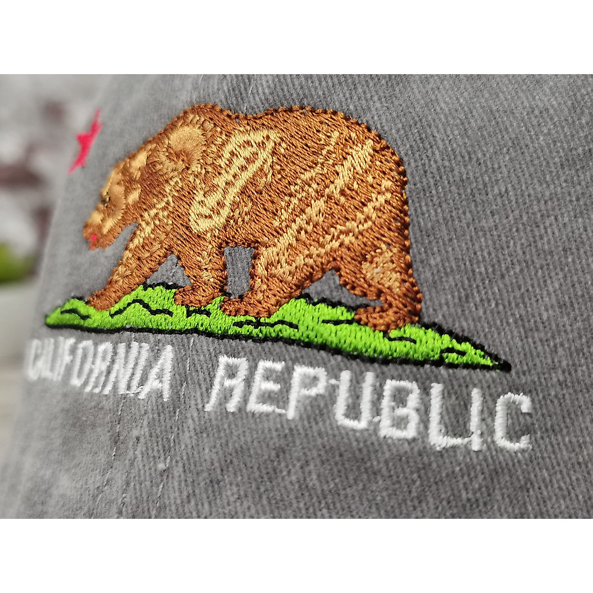 Hepandy California Bear Baseball Hat for Women Men Kids, Washed Dark Gray Cali State Flag Embroidery Snapback Hat Unisex Dad Hat Trucker Hats