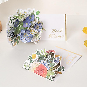 Zisqerts 3D Greeting Card with Pop Up Flowers, Foldable Celebration Gift with Envelope for Friends Ideal for Birthdays,Mother's Day, Anniversary, Valentines Day Graduation, Weddings (Blue)