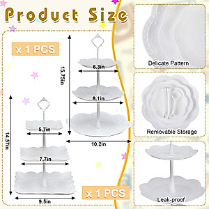 7 Pieces Cake Stand Set Including Donut Display Stand Cake Stand 3 Tier Serving Stand Cupcake Stand Dessert Serving Tray Dessert Stands Dessert Table Display Set for Party Wedding Birthday Baby Shower