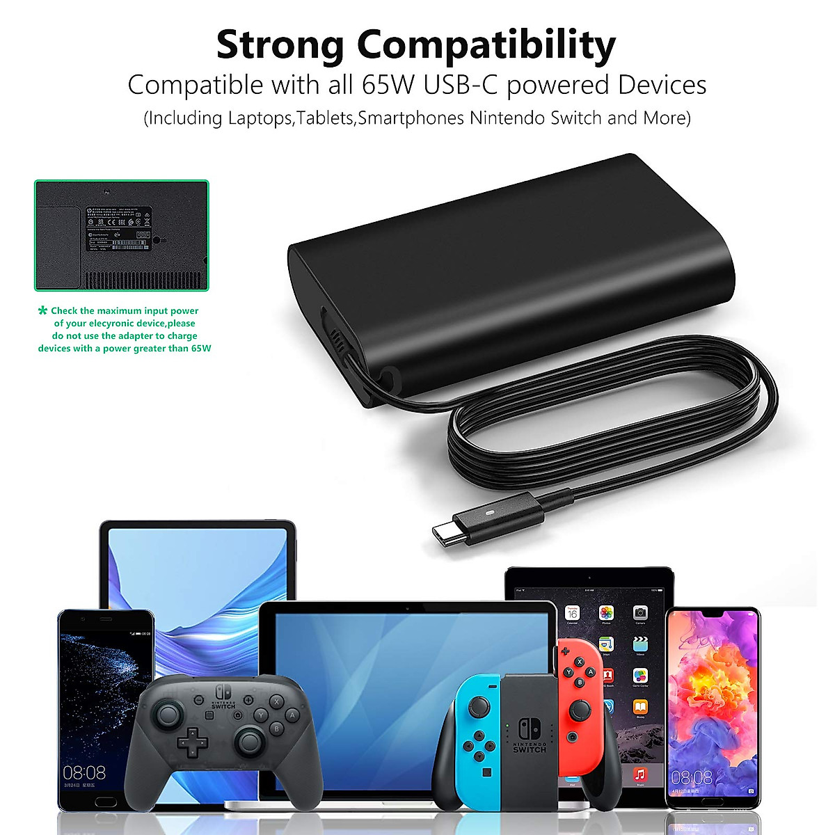 65W 45W USB-C Laptop Charger for Dell Vpro Vostro XPS 13 Chromebook & Latitude Series 5520 7420 7410 5420 5530 3420 e5430 e7430 3330 5570 7390 3410 5500 9315 9300 Type C Power Adapter