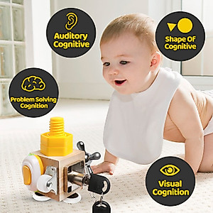 SHAPGEI Busy Cube Sensory Busy Board Activity Montessori Toys Toddler Travel Toys Educational Learning Toys for Babies 18-24 Month 1 2 3 Years Toddlers