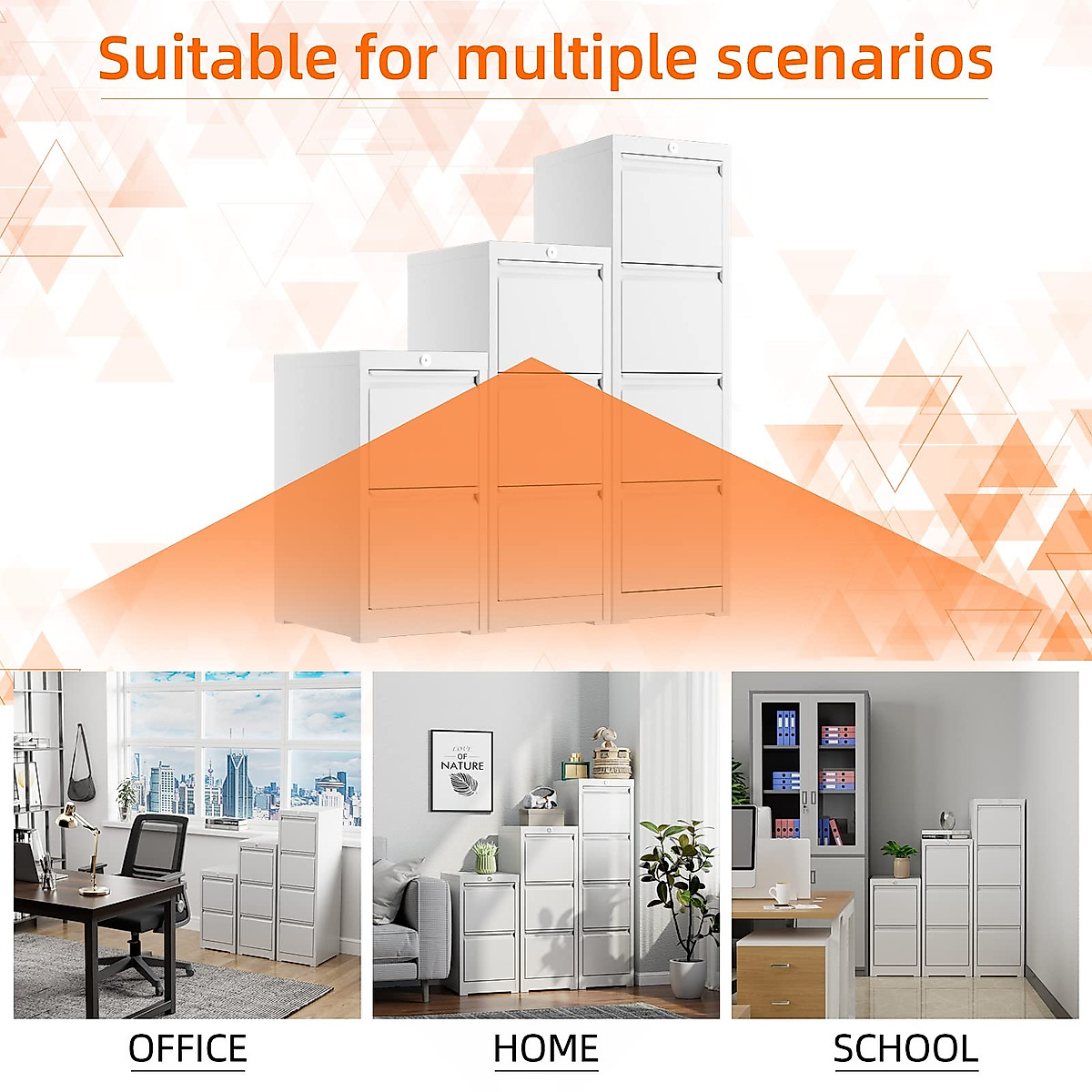 Aobabo 2 Drawer Vertical File Cabinet,Metal Office Files Storage Cabinet with Lock,Filing Cabinets for A4 Letter/Legal Size,14.96" W x 17.72" D x 28.3" H,White,Assembly Required………