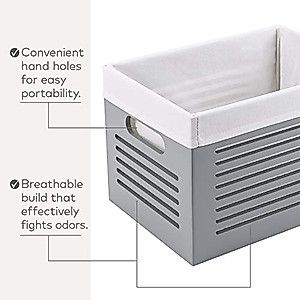 Creative Scents Wooden Crates for Storage - Set Of 3 Sizes Nesting Crates with Removable Fabric Liner, Cutout Handles and Breathable Holes - The Best Sizes Chosen for Home Storage Bins (Grey)