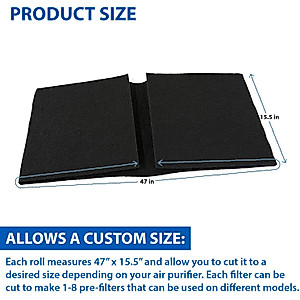 16x48 Cut-to-Fit Activated Carbon Filter Sheet Multi-Use Charcoal Air Filter Pad for Air Purifiers, Air Conditioners, Air Vents, Furnace Filters and Trash Cans