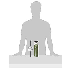Hydro Flask 21 oz. Water Bottle - Stainless Steel, Reusable, Vacuum Insulated with Standard Mouth with Sport Cap, Olive