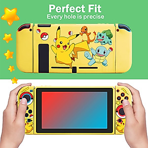 Xcitifun Designed for Nintendo Switch Joy-Con TPU Cases for Girls Boys Kids Cute Kawaii Character Protective Shell Compatible with Nintendo Switch Controller Carrying Cover - Yellow Poke