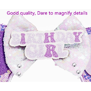 WW-WONDERFULWORLD Mouse Ears Birthday Headbands With Shiny Sequins Diamond Decoration, for Girls Costume Cosplay Glitter Party, for Kids & Adult, Purple; BR-1
