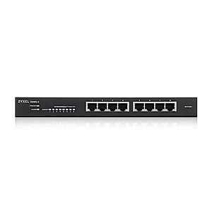 ZYXEL 8-Port Gigabit Ethernet Smart Switch (GS1915-8) - Managed, Optional Nebula Cloud Management, Desktop or Wall Mount, Limited Lifetime Protection