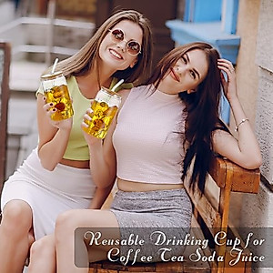 Uiifan 16 oz Zodiac Iced Coffee Glasses Beer Can Shaped Drinking Glasses Glass Cups with Lids and Straws Cleaning Brush Cute Drinking Jars Zodiac Gifts for Women Men Tea Soda (Gemini Style)