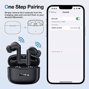 1 Hora Earbuds Wireless Bluetooth 5.3 with Charging Case, Waterproof Earphones, Built in Mic Headset,Deep Bass Headphones Compatible with Smart Phone, Laptop, Tablet