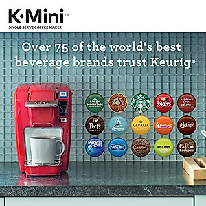 Keurig K15 Coffee Maker, Single Serve K-Cup Pod Coffee Brewer, 6 to 10 Oz. Brew Sizes, Chili Red