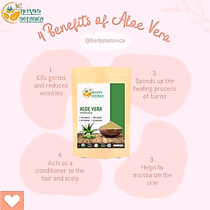 Herbs Botanica Aloe Vera Powder Organic for Hair Growth, Skincare, Haircare Organic, Moisturizing, and Soothing Aloe Barbadensis Vegan NO GMO 5.3oz /150g