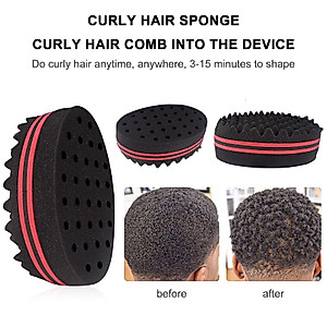 BIMIGET Hair Sponge Set (Black-A) - Magic Twist Curl Glove, Afro Brush, Metal Pick Comb for Styling