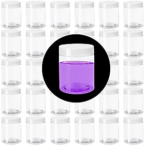 ZOENHOU 46 PCS 4 OZ Clear Slime Containers with White Lids, Food-Grade Plastic Storage Containers, BPA-Free, Wide-mouthed Slime Jars for Beauty Products, Kitchen Household Food Storage