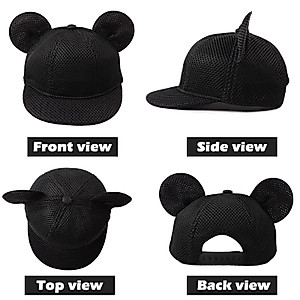 JANGANNSA Baby Mesh Cap Toddler Kids Sun Hat Mouse Ears Cute Cartoon Caps Summer (1-3Y,Black)
