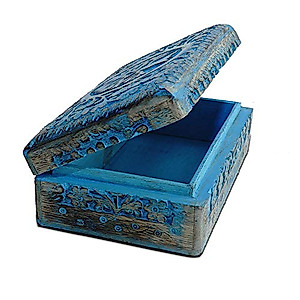 BHAVATU |Wooden Jewelry Box, Jewelry Box, Tarot Box, Celestial Home Decor, Witch Box, Tree of Life, Trinket Box |Size- 8" x 5" x 2.5",| Decorative Storage Bin
