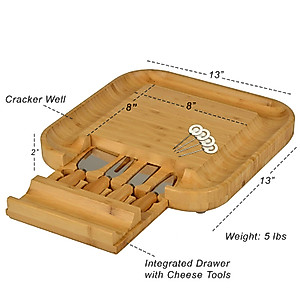 NCAA Alabama Crimson Tide Officially Licensed Bamboo Cheese/Charcuterie Board with knife Set & cheese Markers by Picnic at Ascot