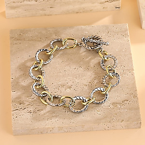 Aprilery Wire Cable Bracelet for Women Circle Bangle Rolo Chain Link Bracelets Designer Inspire Silver and Gold Bracelets Gifts for Her