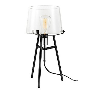 Globe Electric 67024 Lancaster 20" Table Lamp, Black Finish, Exposed Chrome Socket, Clear Glass Shade, In-Line Rocker Switch