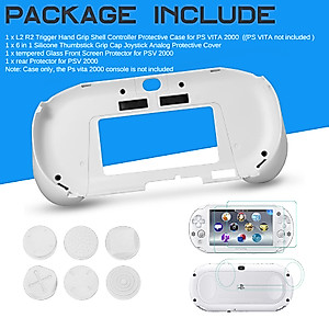 Gorliskl Hand Grip Handle Joypad Protective Case with L2 R2 Trigger Button Grip Shell Controller Protective Case for Sony PlayStation PS Vita 2000 PSV 2000 PS Vita Slim.（White）