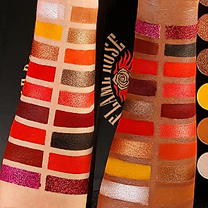 Afflano Red Eyeshadow Palette Highly Pigmented, Long Lasting True Red Eye Shadow Christmas Clown SFX Halloween Makeup Pallet, Brown Black Yellow Sunset Warm Fall Eye Shades, Cruelty Free