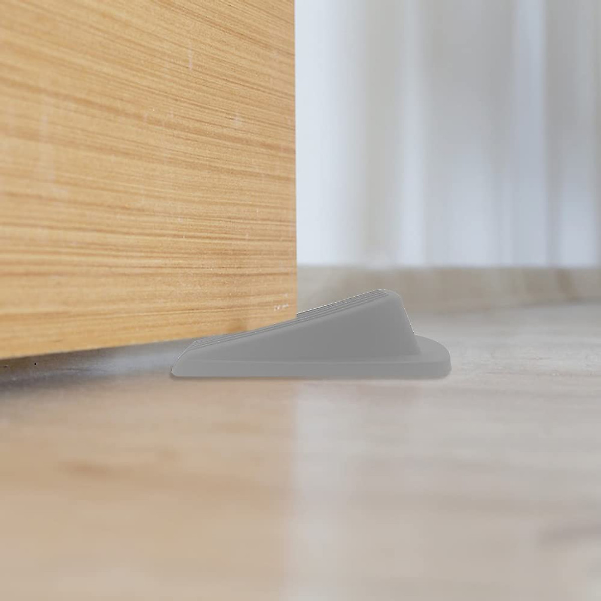 Door Stoppers, SENHAI 4Pcs Door Stop Wedge Rubber Doorstopper Wedge Door Non-Scratching Anti-Slip Design Sturdy Stackable Door Stoppers for Bottom of Door Carpet Heavy Duty Door (2 Black,2 Gray)