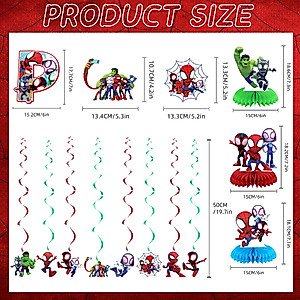 Spidey And His Amazing Friends Birthday Party Decorations, Include Happy Birthday Banners,Hanging Swirls and Honeycomb Centerpiece for Spidey Party Supplies
