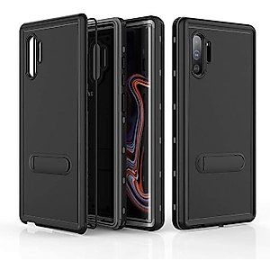 Waterproof Case for Samsung Galaxy Note 10 Plus, Military Grade Drop Tested,Snowproof Shockproof DirtProof Full Sealed Underwater Protective Cover Case with Kickstand (Black) (Black)