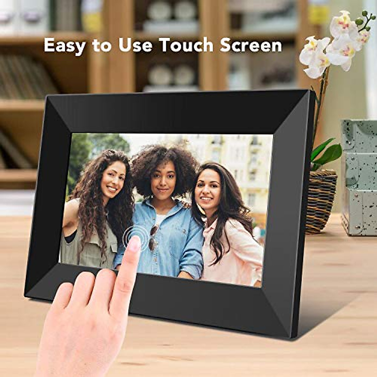 Feelcare Digital WiFi Picture Frame 8 inch, Send Photos or Videos from Anywhere, 16GB Storage,1280x800 IPS HD Display,Touchscreen for Easy Navigation