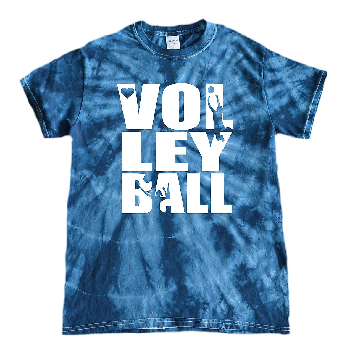 JANT girl Volleyball Tie Dye T-Shirt Stacked Logo (Navy, M)