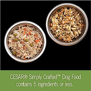 CESAR Simply Crafted Adult Wet Dog Food Meal Topper Variety Pack, Chicken, Carrots, Potatoes & Peas and Chicken, Sweet Potato, Apple, Barley & Spinach, (8) 1.3 oz. Tubs
