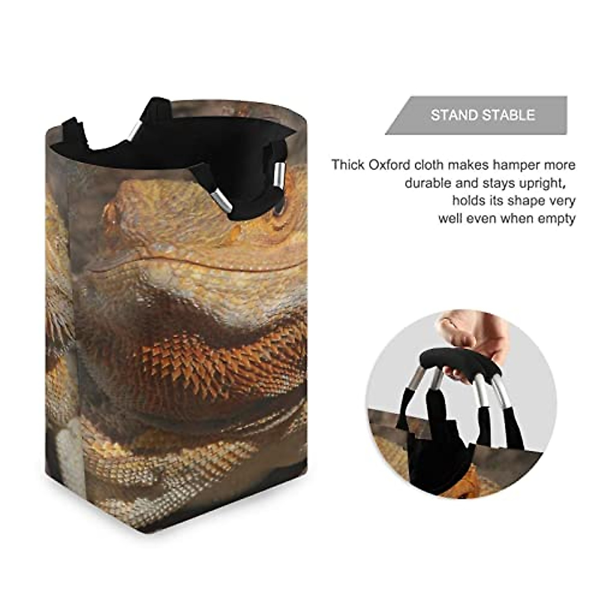 Laundry Basket Bearded Dragon Large Collapsible Laundry Hamper With Handle Self Standing Portable Fabric Folding Dirty Washing Bin Storage Tote Bag