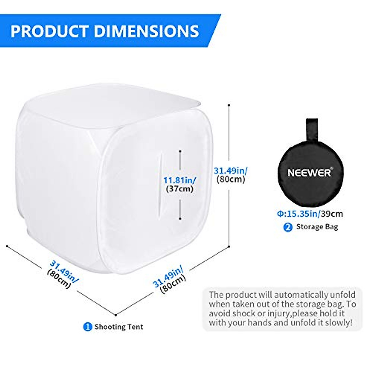Neewer® 32x32 inch/80x80 cm Photo Studio Shooting Tent Light Cube Diffusion Soft Box Kit with 4 Colors Backdrops (Red Dark Blue Black White) for Photography