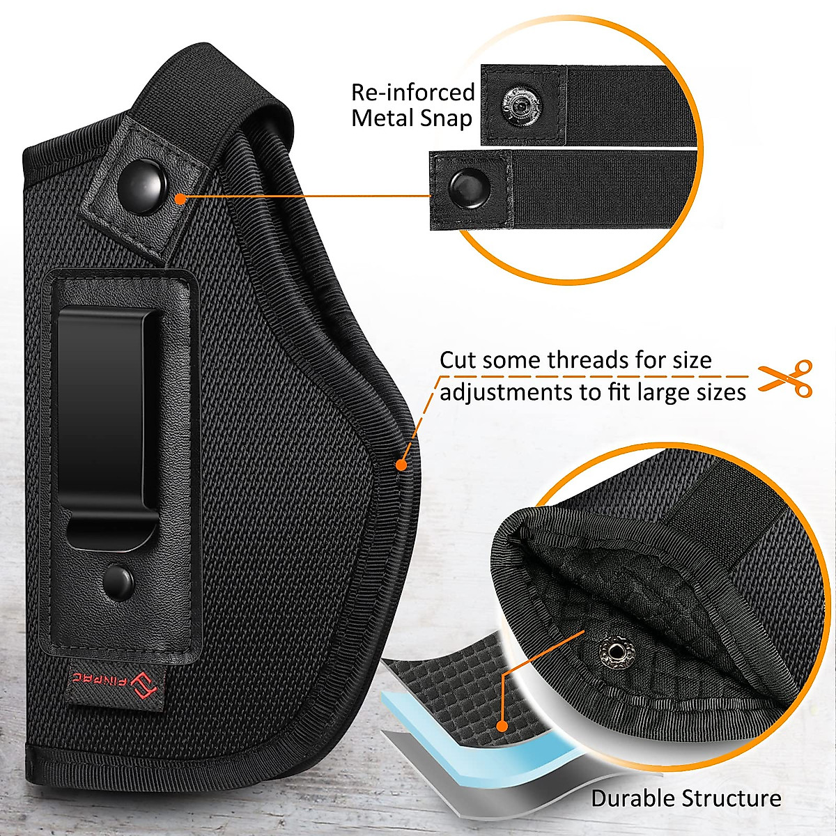 Concealed Carry Gun Holster, FINPAC IWB 9mm Airsoft Holsters, Belt Attachment Pistol Mag, Fits for Glock 17,19,26,27,42,43 M&P Shield Handguns