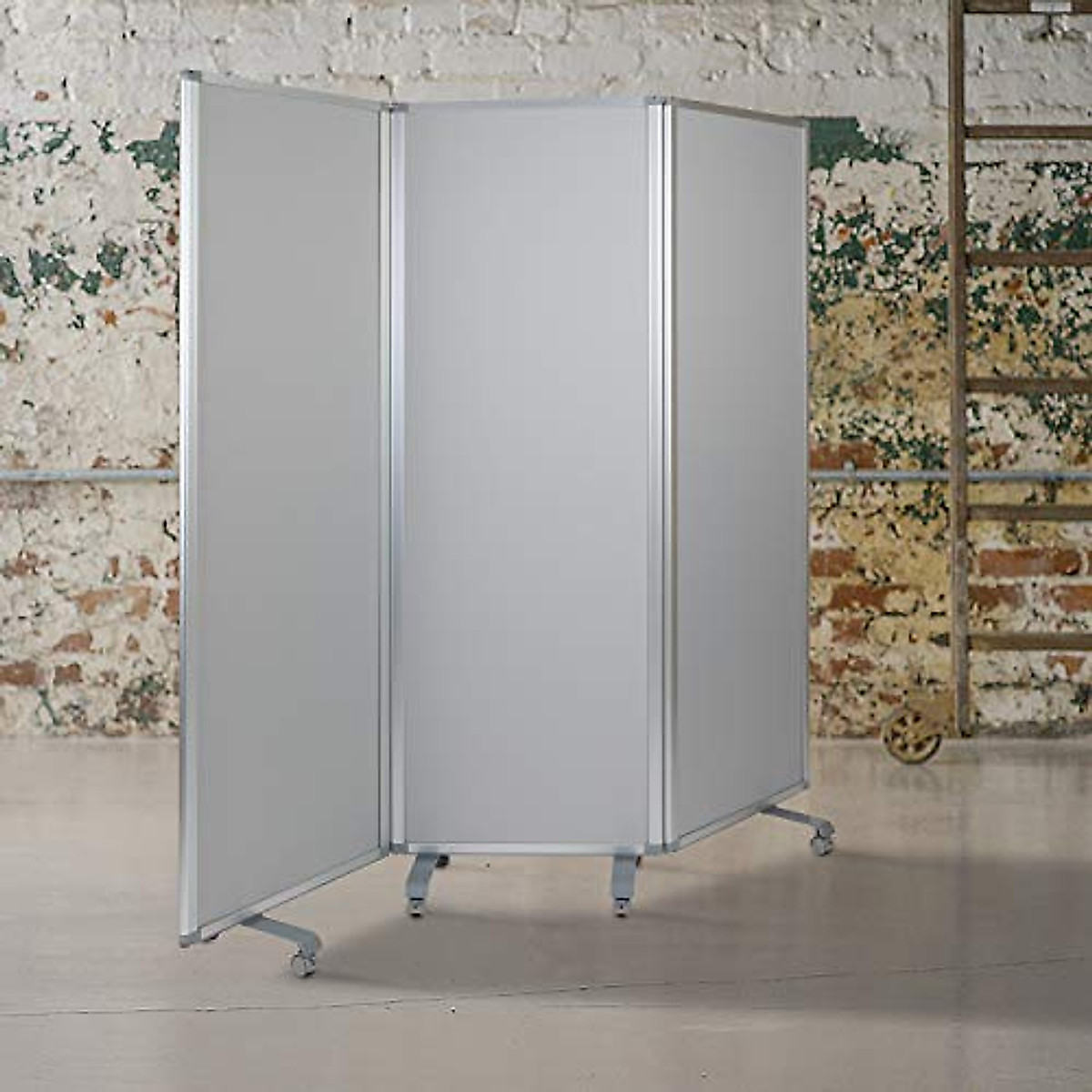 Flash Furniture Raisley Double Sided Mobile Magnetic Whiteboard/Cloth Partition with Lockable Casters, 72"H x 24"W (3 sections included)