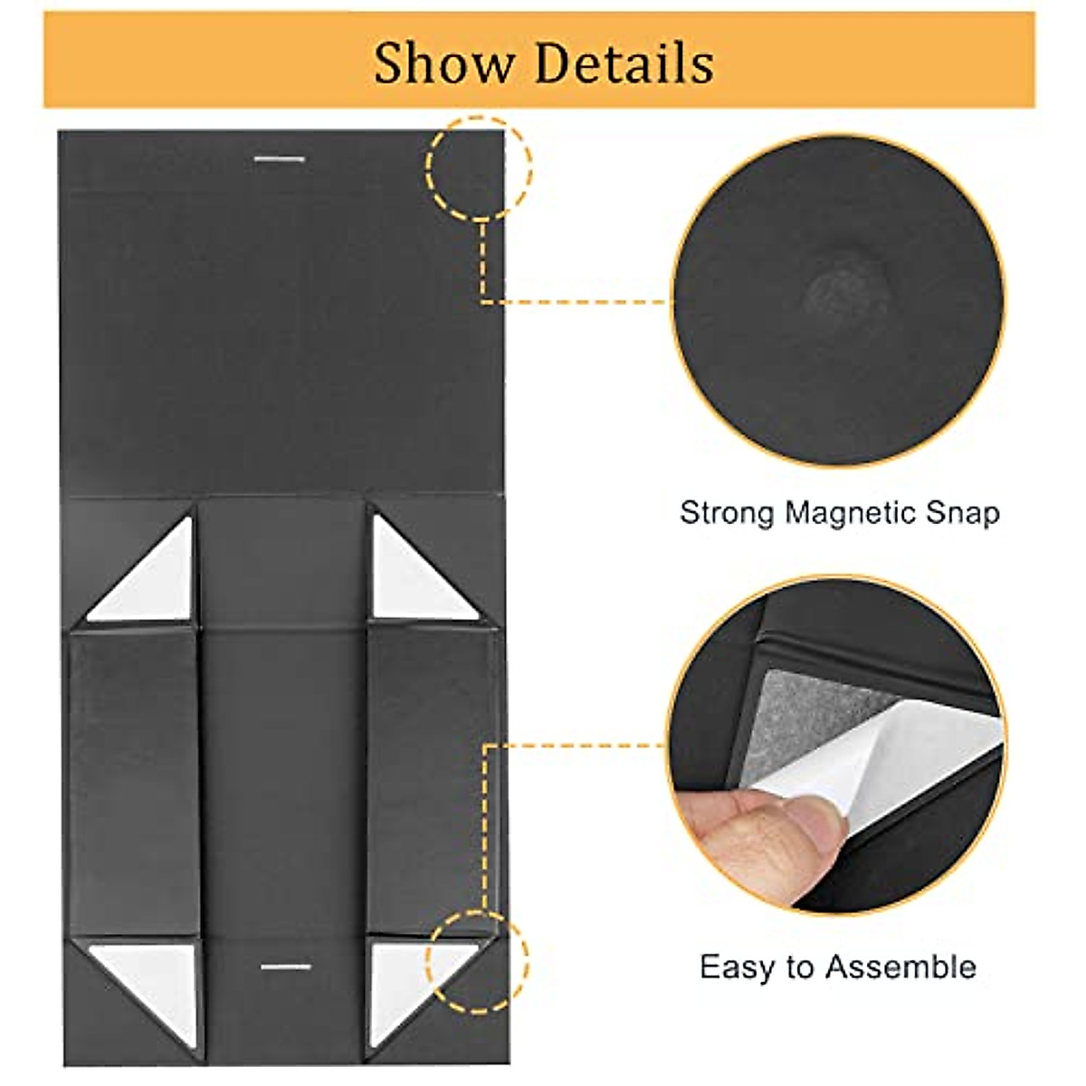 DaiUni 10.5"X7.5"X3.1" Black Magnetic Gift Box with Lid and Ribbon for Presents